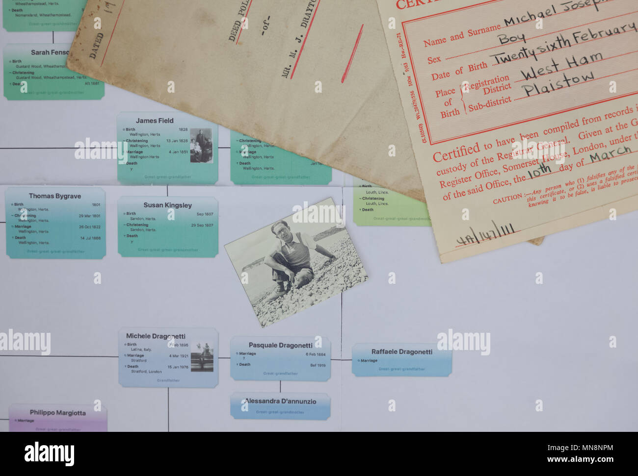 Family History charts Stock Photo - Alamy