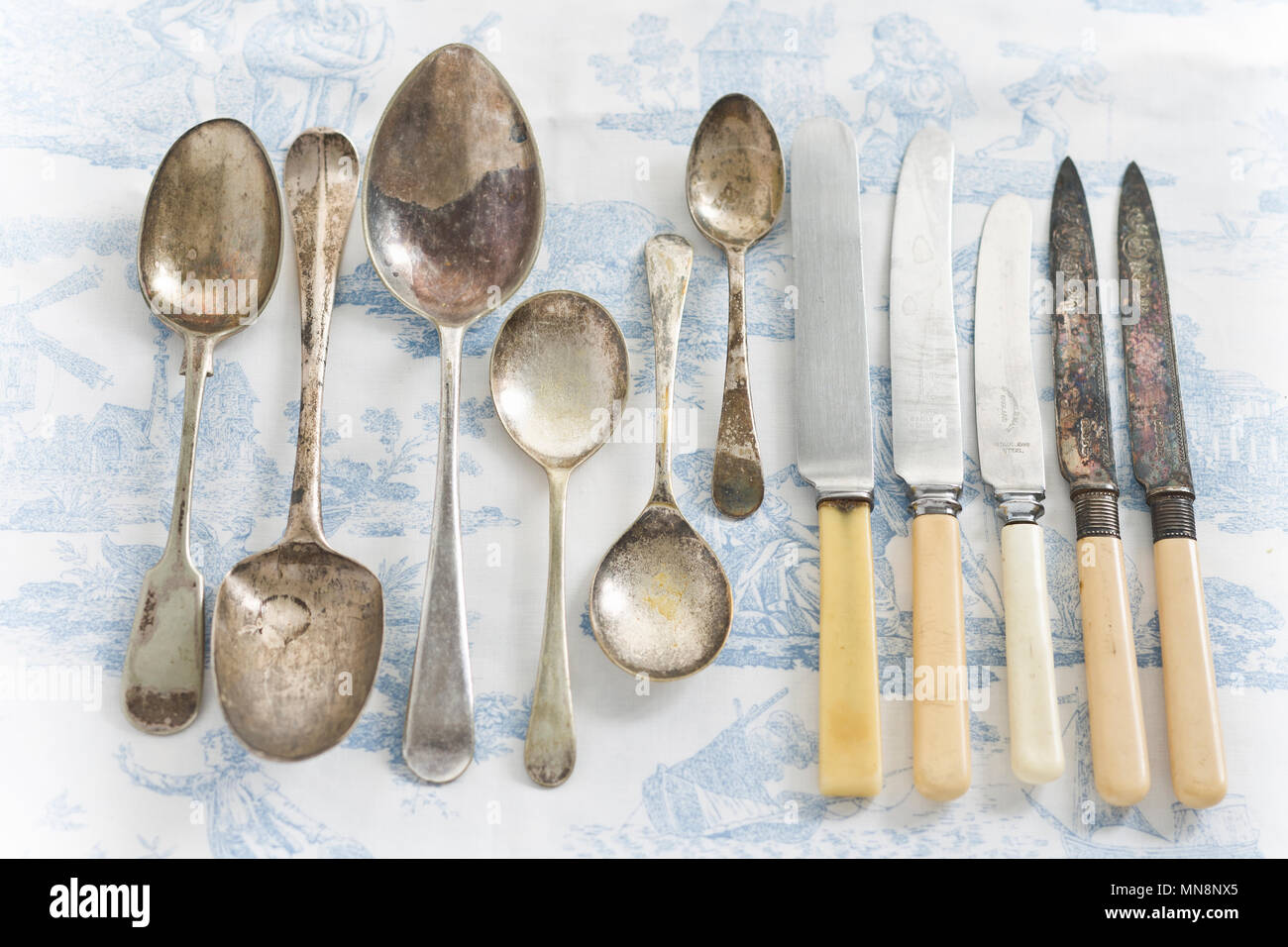 a collection of vintage cutlery Stock Photo - Alamy