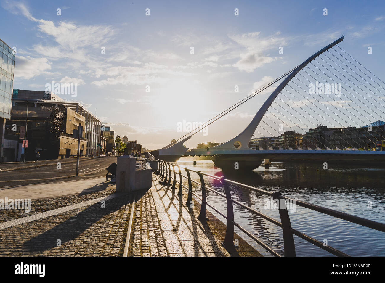 DUBLIN, IRELAND - May 12th, 2018: the Samuel Beckett bridge over the ...