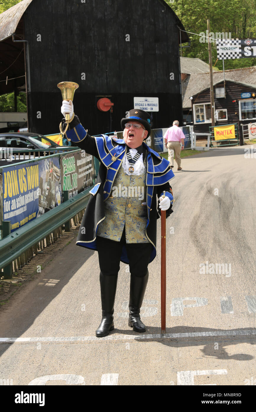 The Bromyard town crier ringing his bell and shouting at Shelsley Walsh ...