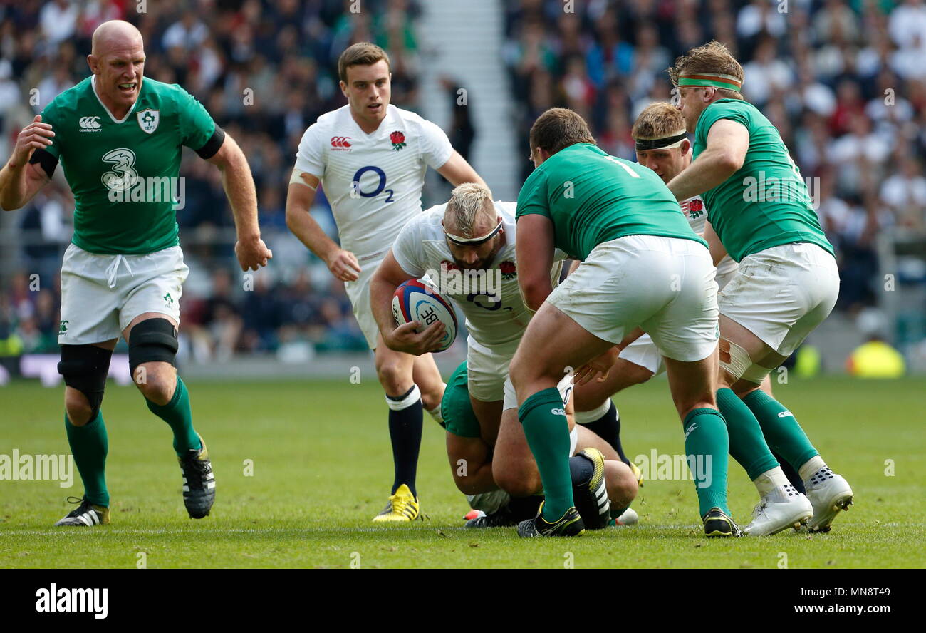 England's Joe Marler (Prop) goes to ground during the QBE International ...