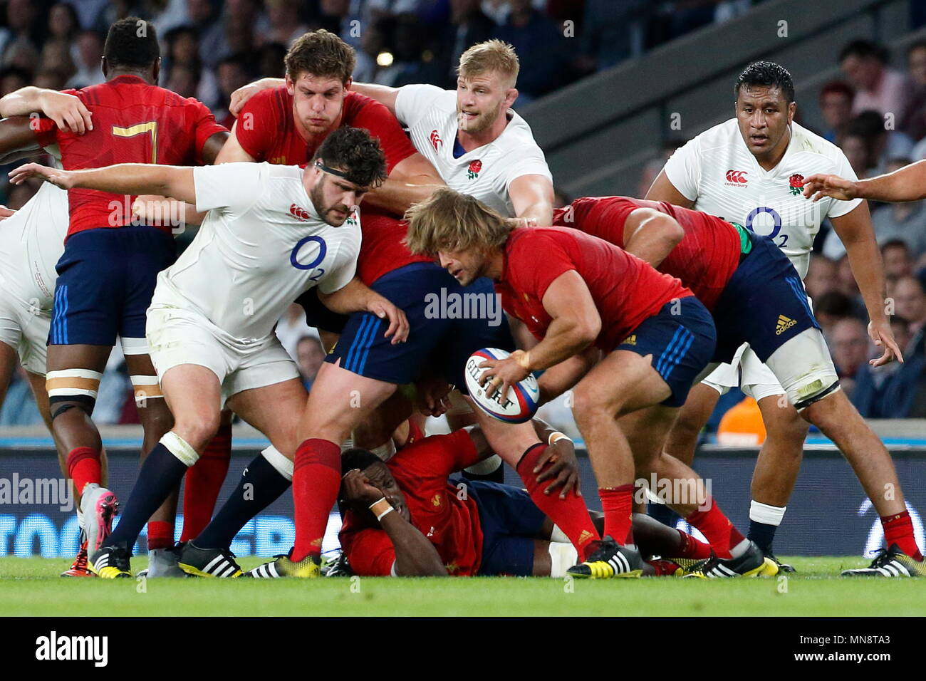 France's Captain Dimitri Szarzewski reacts during the QBE International ...