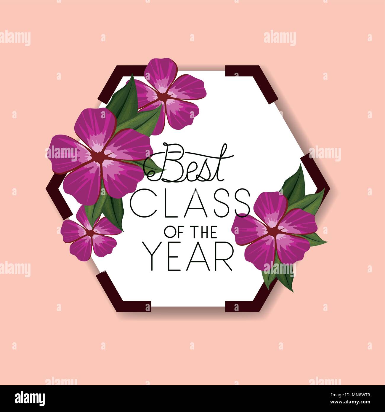 class of the year hexagonal and floral frame Stock Vector Image & Art ...