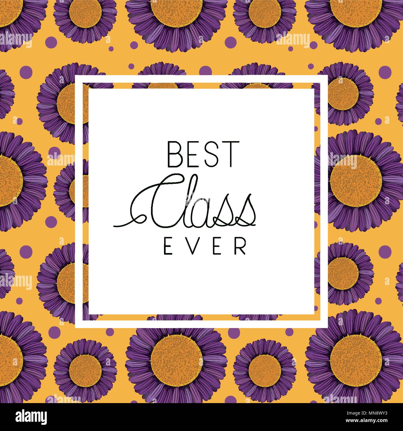 class of the year square frame and floral pattern background Stock ...