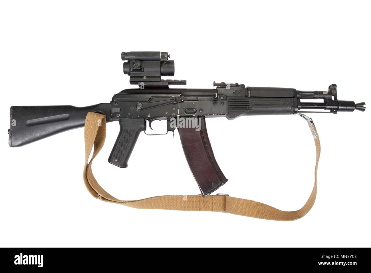 kalashnikov rifle with optic sight on white Stock Photo - Alamy