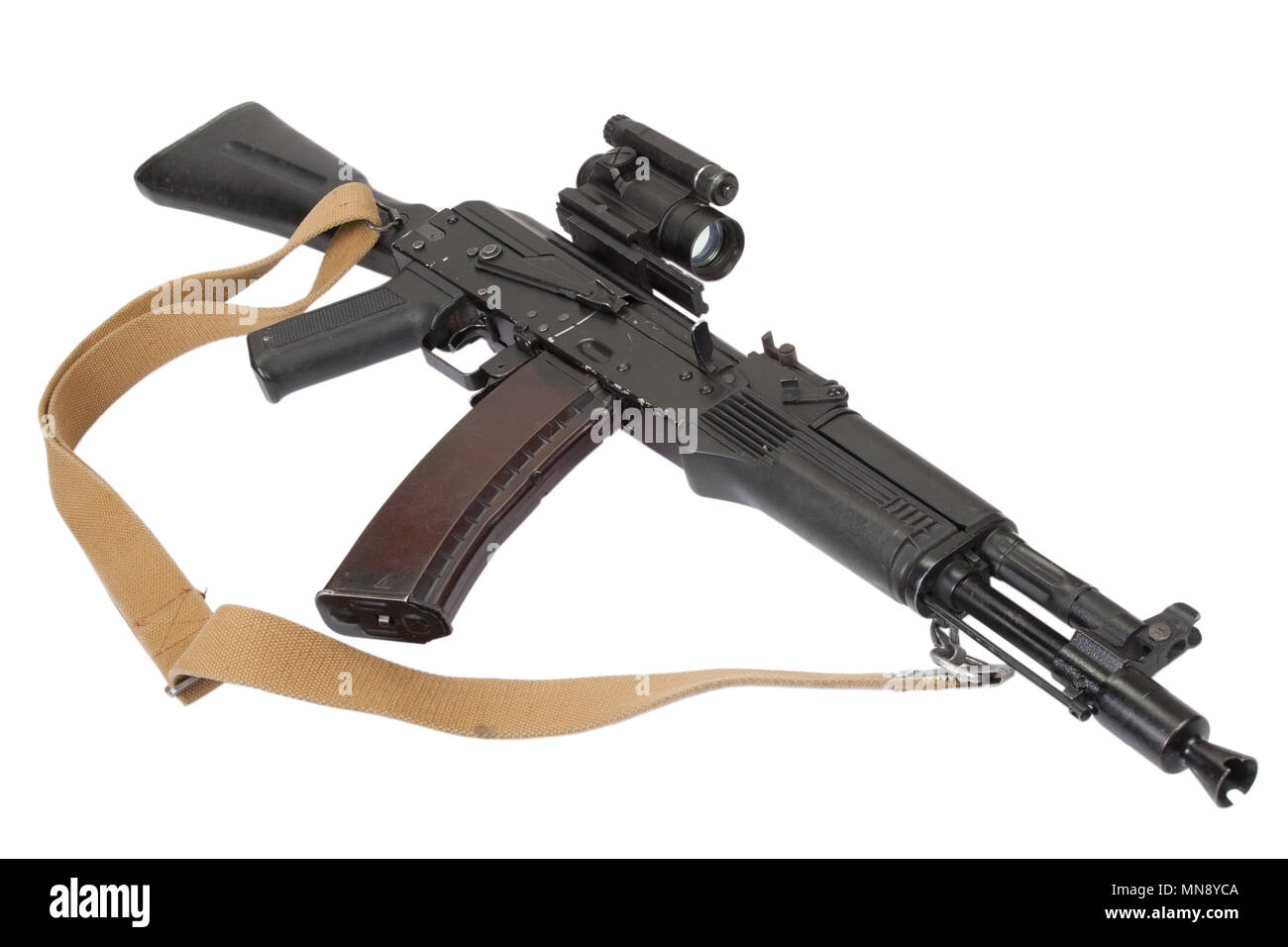 kalashnikov rifle with optic sight on white Stock Photo - Alamy