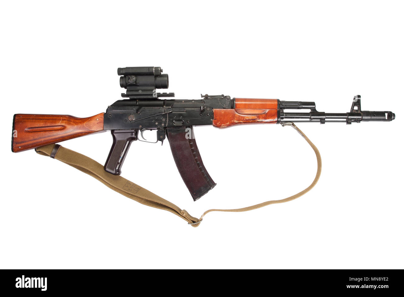 kalashnikov rifle with optic sight on white Stock Photo - Alamy