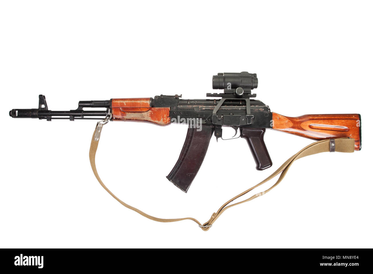 kalashnikov rifle with optic sight on white Stock Photo - Alamy