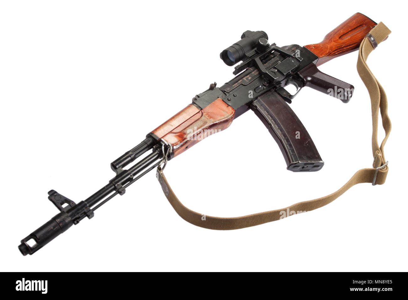 kalashnikov rifle with optic sight on white Stock Photo - Alamy