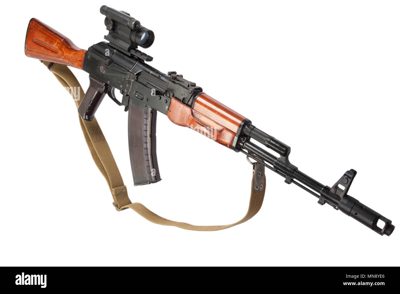 kalashnikov rifle with optic sight on white Stock Photo - Alamy