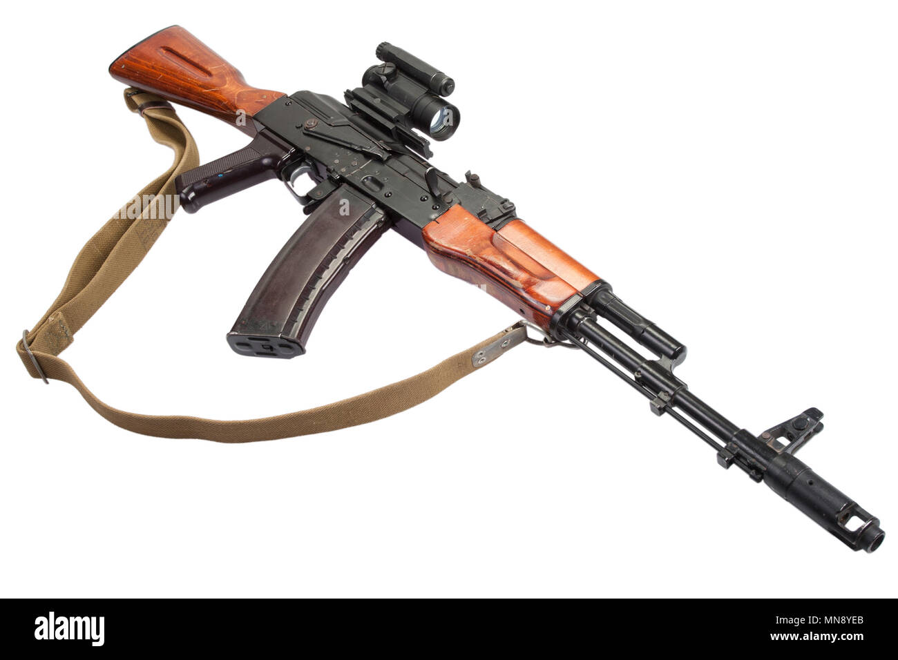 kalashnikov rifle with optic sight on white Stock Photo - Alamy