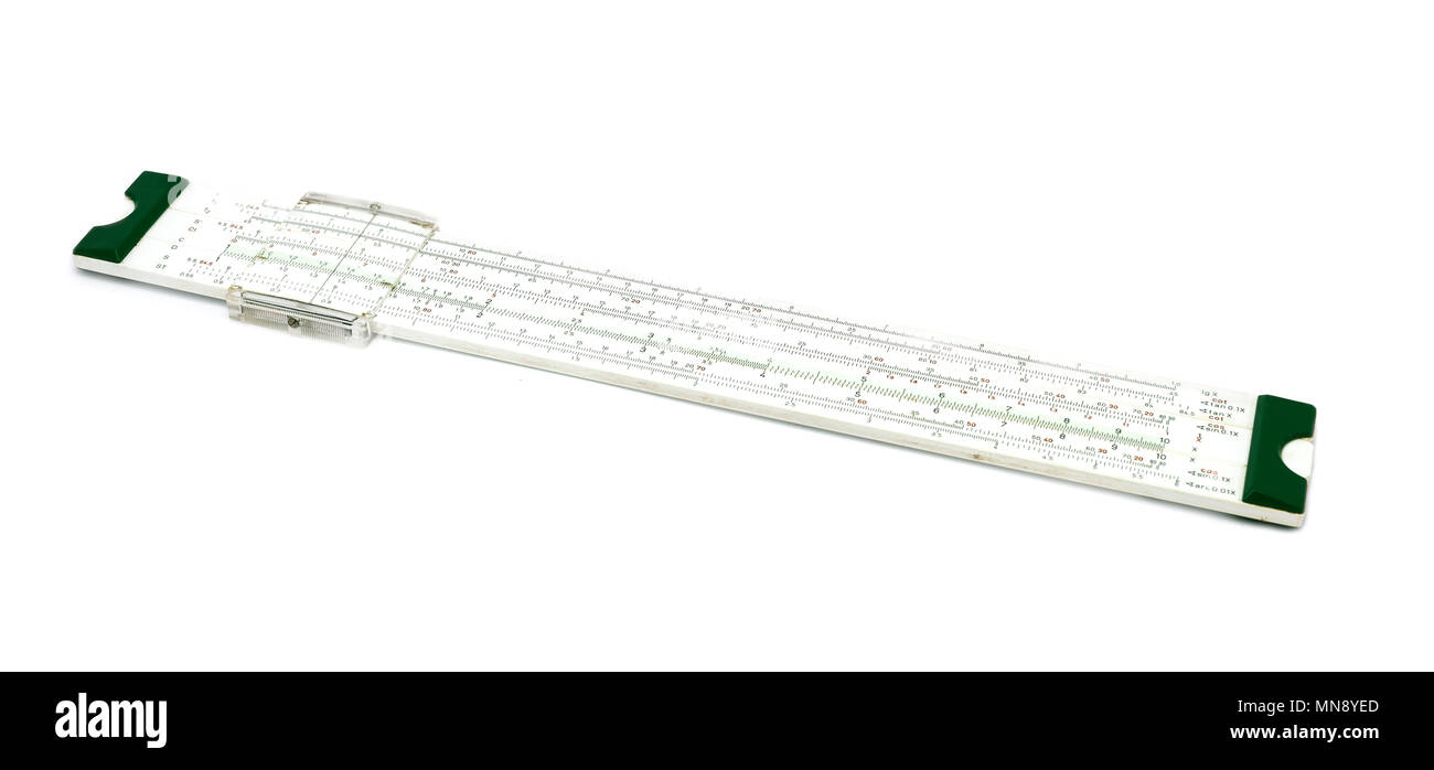 A slide rule for math isolated on white background Stock Photo - Alamy