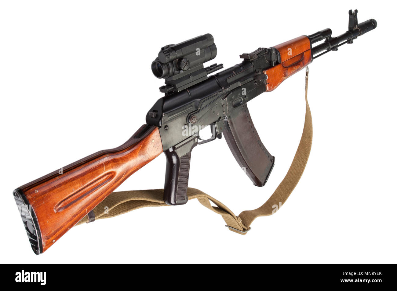 kalashnikov rifle with optic sight on white Stock Photo - Alamy