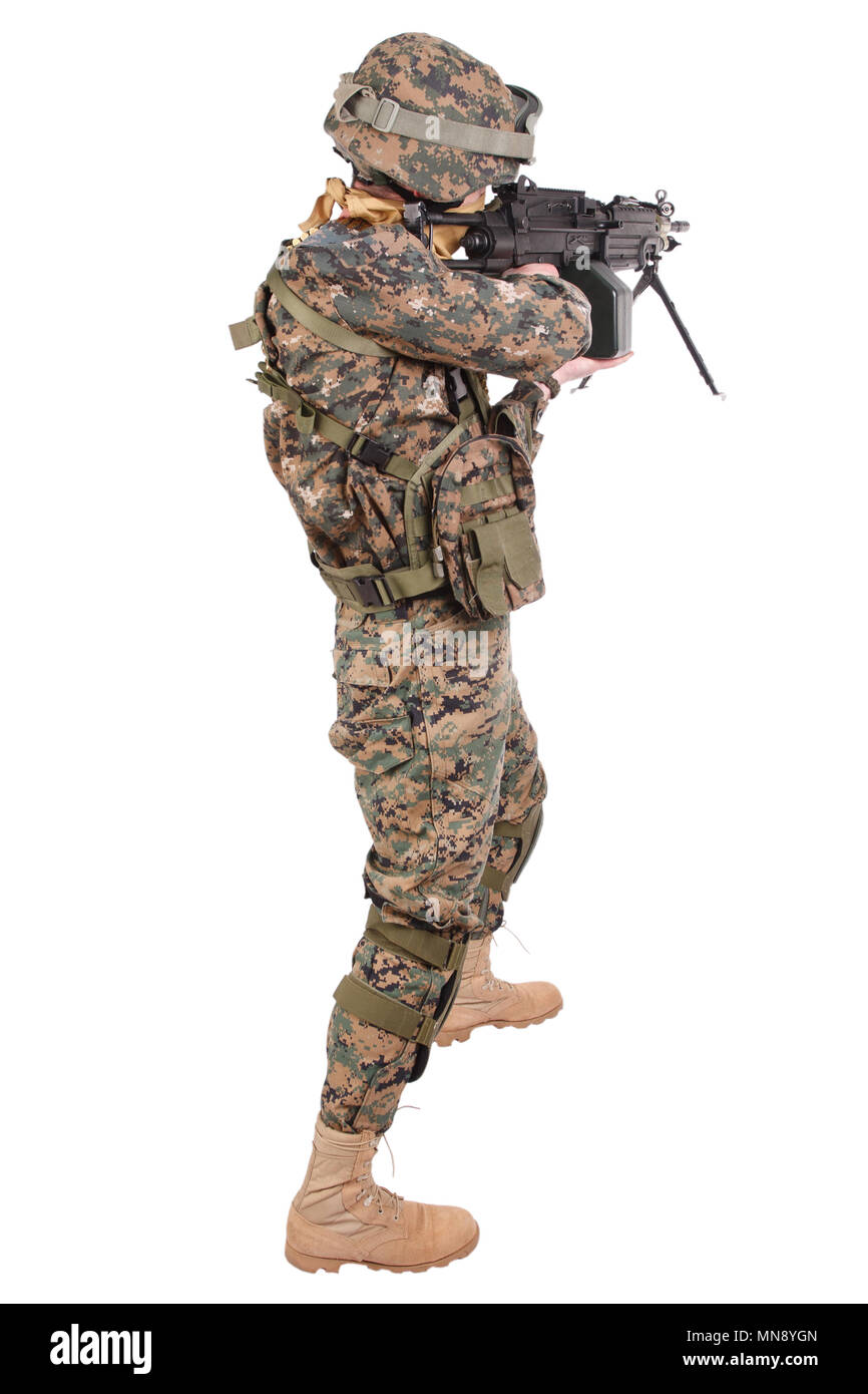 US MARINES with M249 machine gun Stock Photo - Alamy