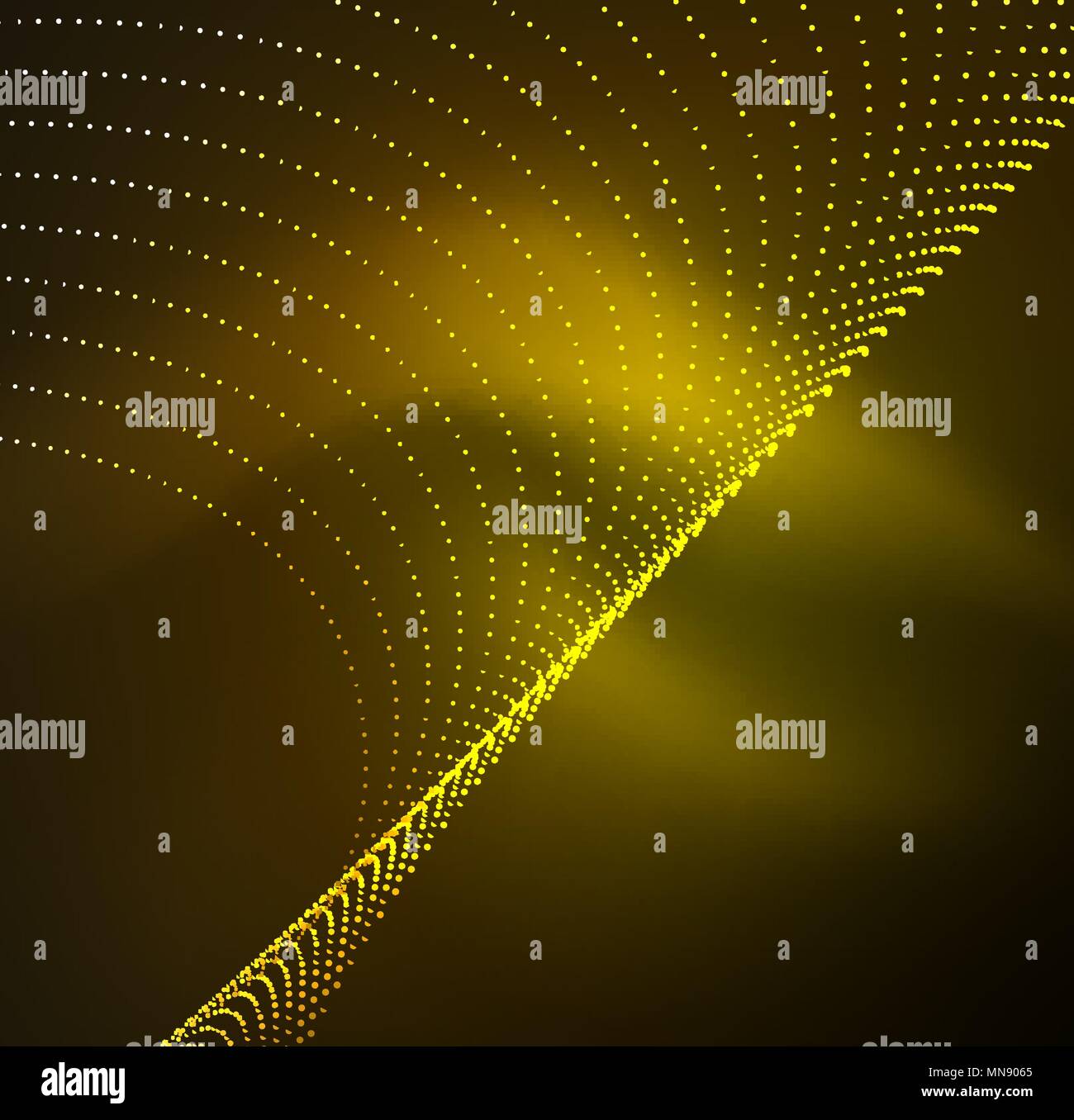 3D illuminated wave of glowing particles. 3D illuminated wave of ...