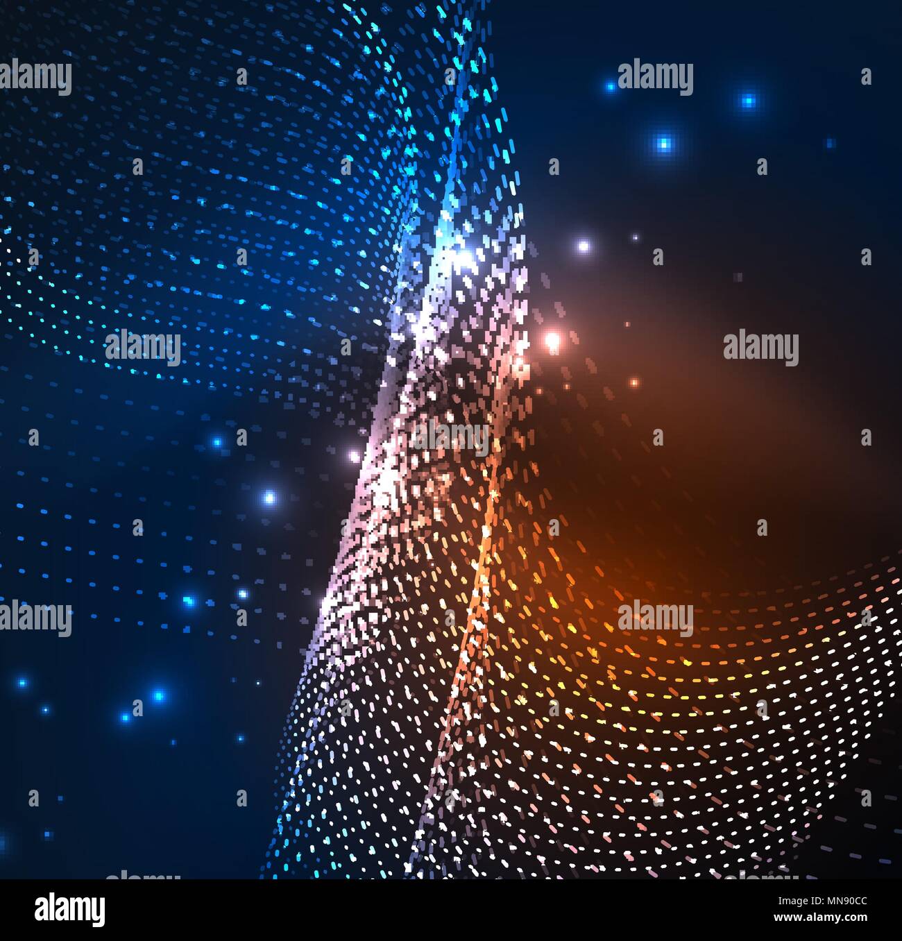 Vector wave particles background. Vector wave particles background - 3D ...