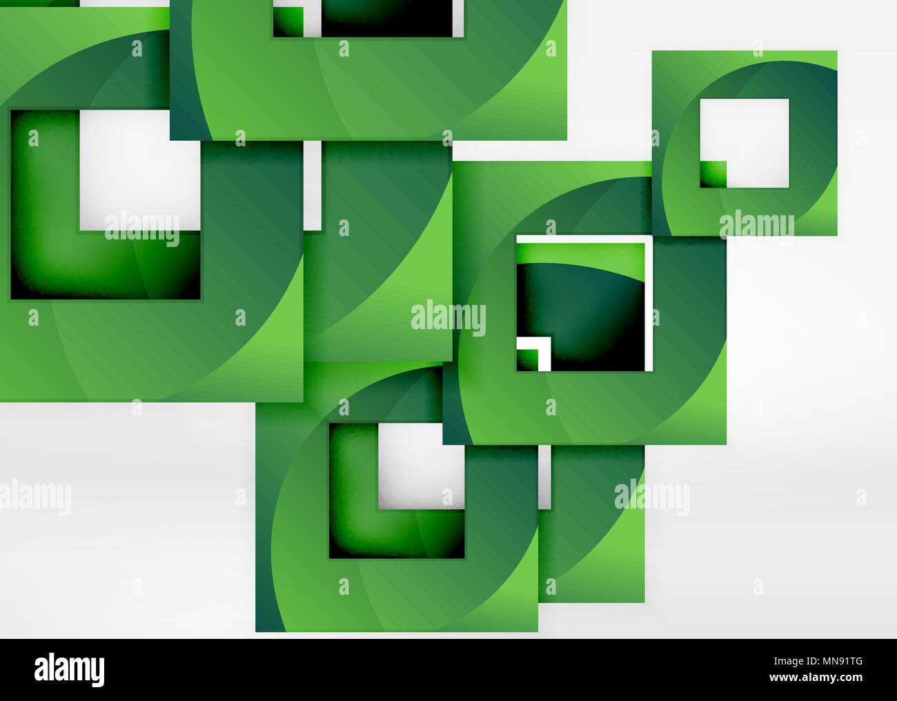 Squares geometric object in light 3d space, abstract background ...