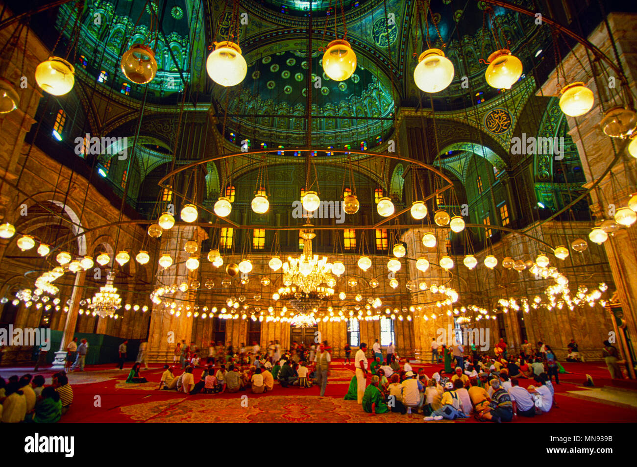 Cairo, Egypt; Prayer hall of the Mosque of Muhammad Ali Pasha or ...