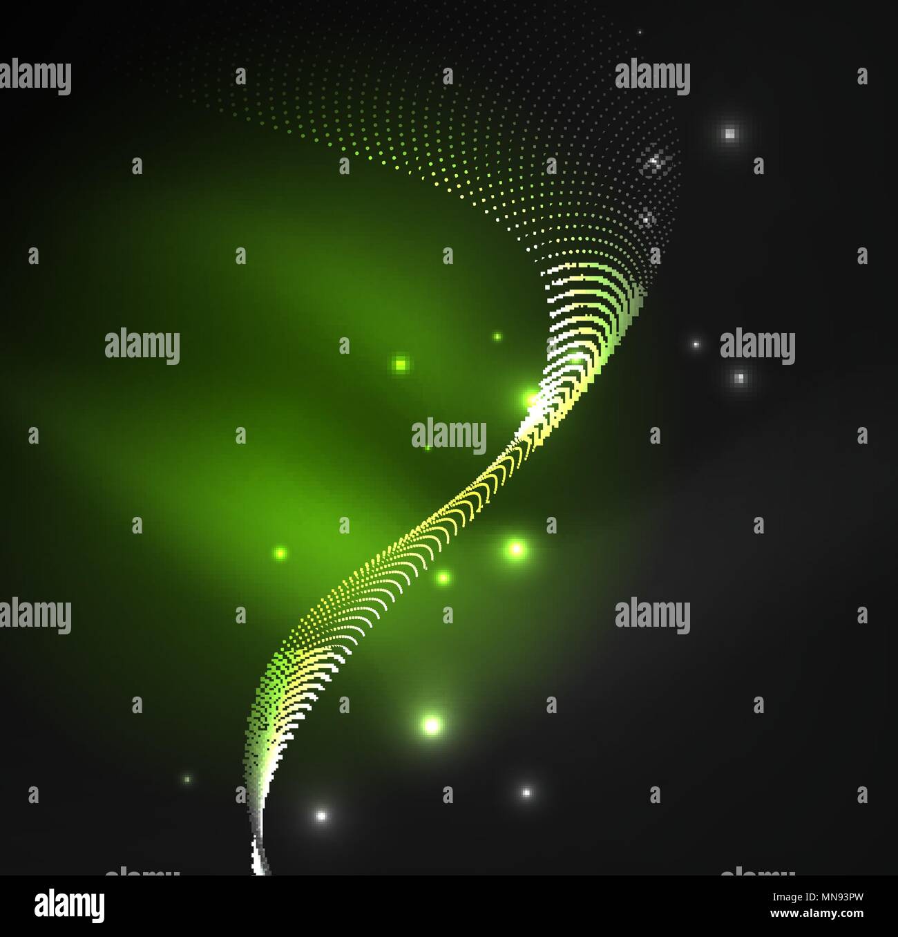 3D illuminated wave of glowing particles. 3D illuminated wave of ...