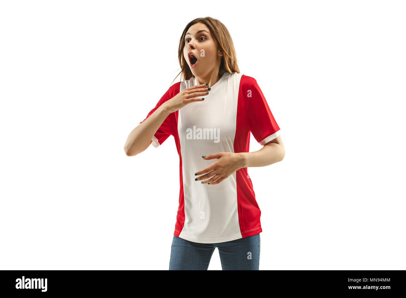 The unhappy and sad French fan on white background Stock Photo - Alamy