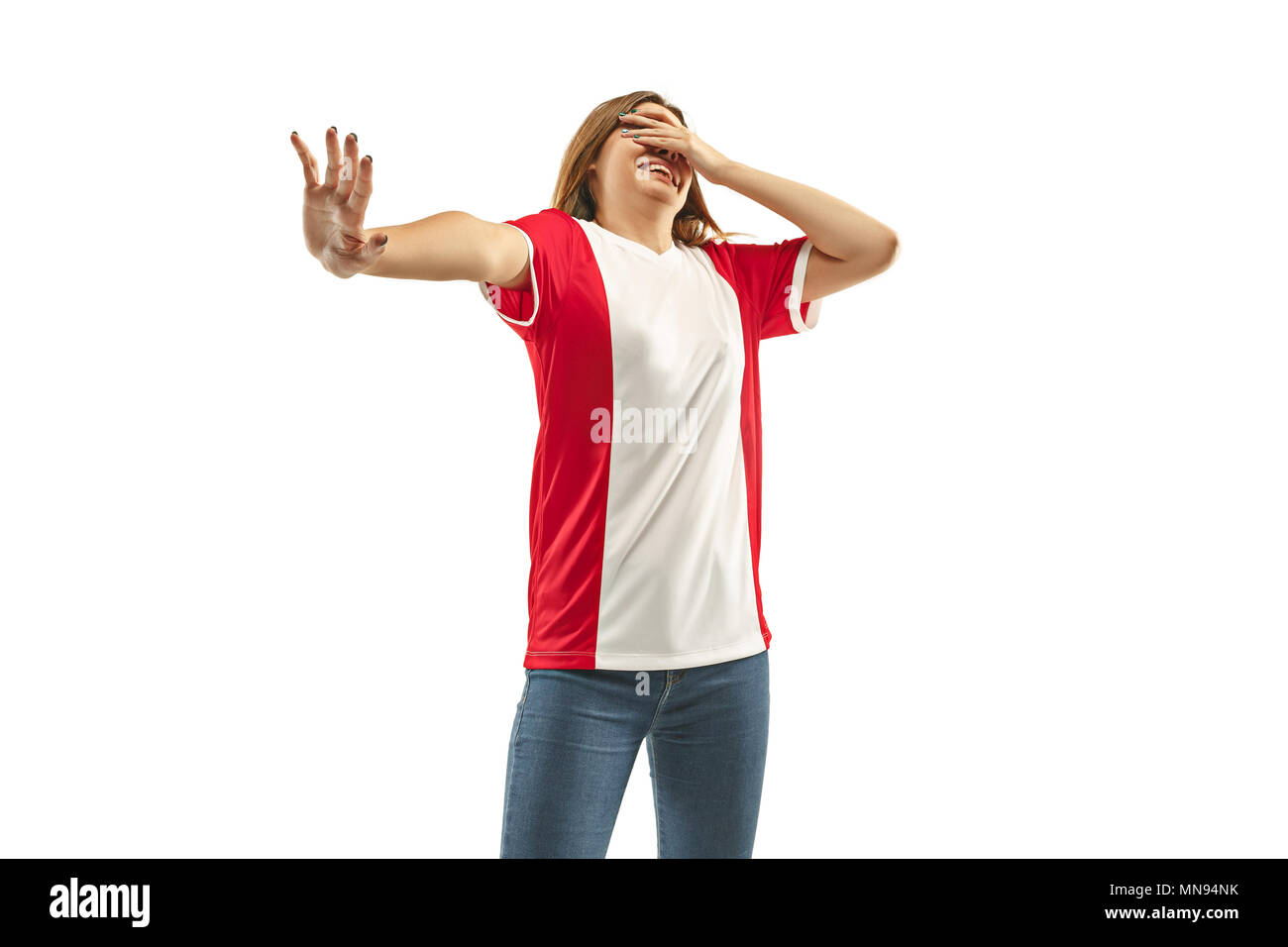 The unhappy and sad French fan on white background Stock Photo - Alamy
