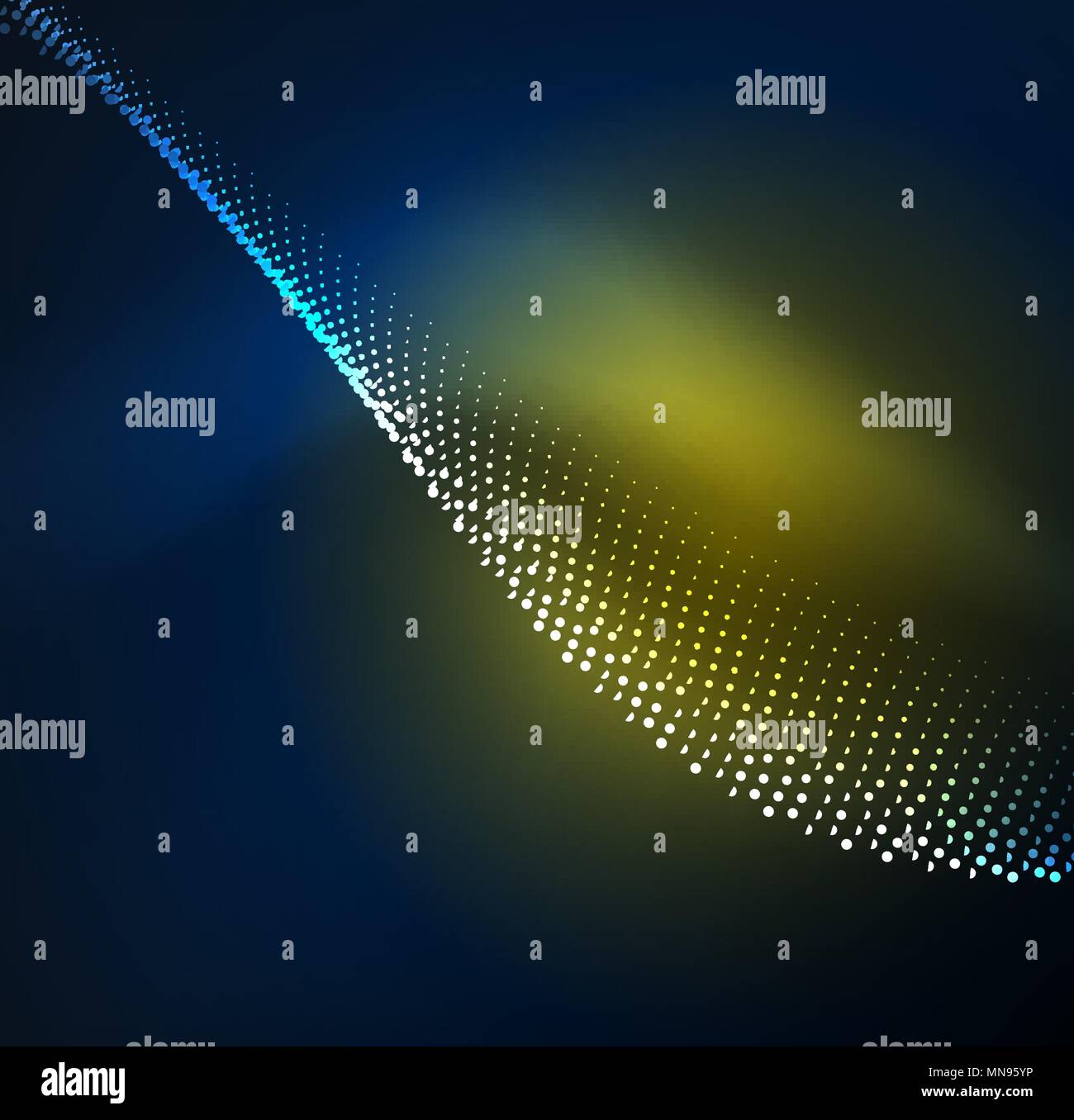 3D illuminated wave of glowing particles. 3D illuminated wave of ...
