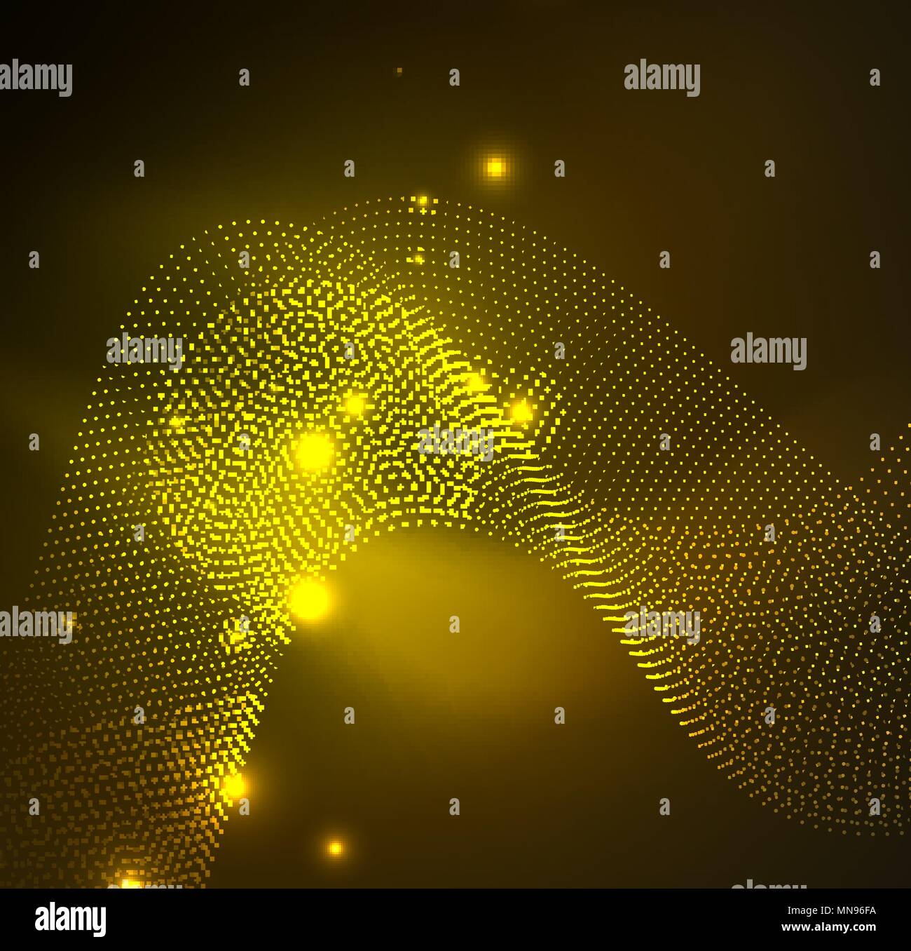 3D illuminated wave of glowing particles. 3D illuminated wave of ...