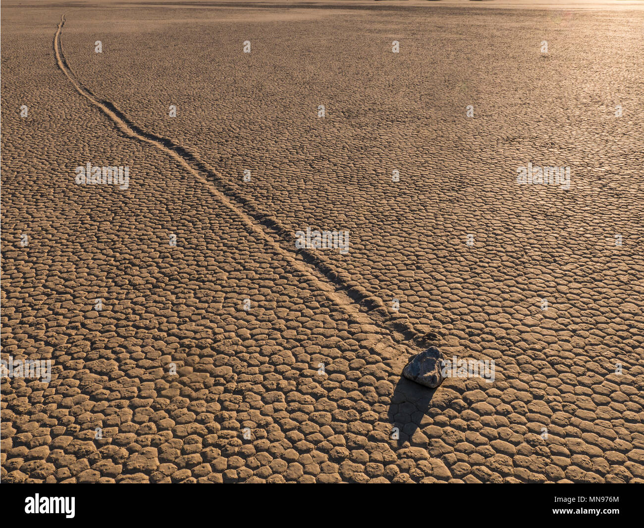 Strange Moving Rock that Leave Tracks in Death Vally USA Stock Photo ...