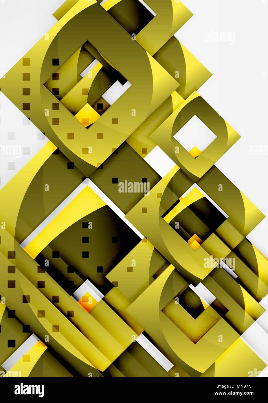 Squares geometric object in light 3d space, abstract background ...