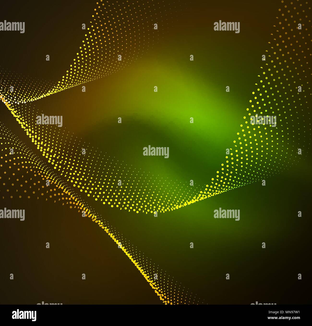 3D illuminated wave of glowing particles. 3D illuminated wave of ...