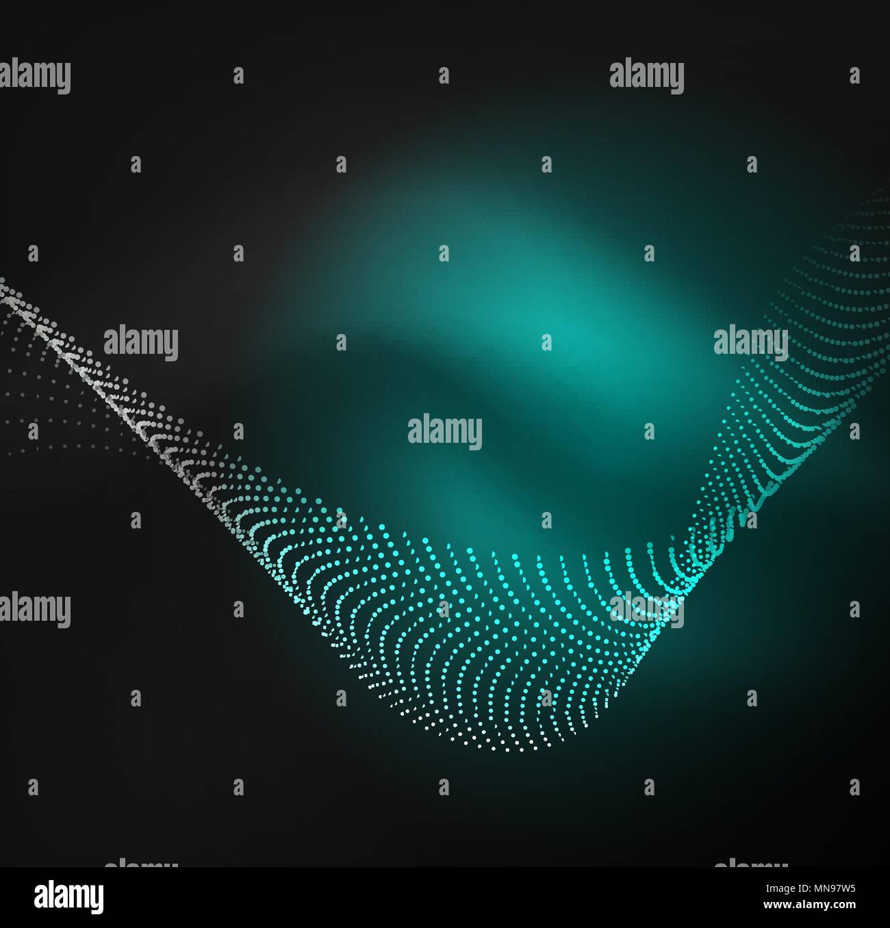 3D illuminated wave of glowing particles. 3D illuminated wave of ...
