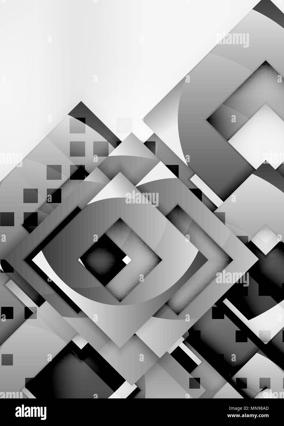 Squares geometric object in light 3d space, abstract background ...