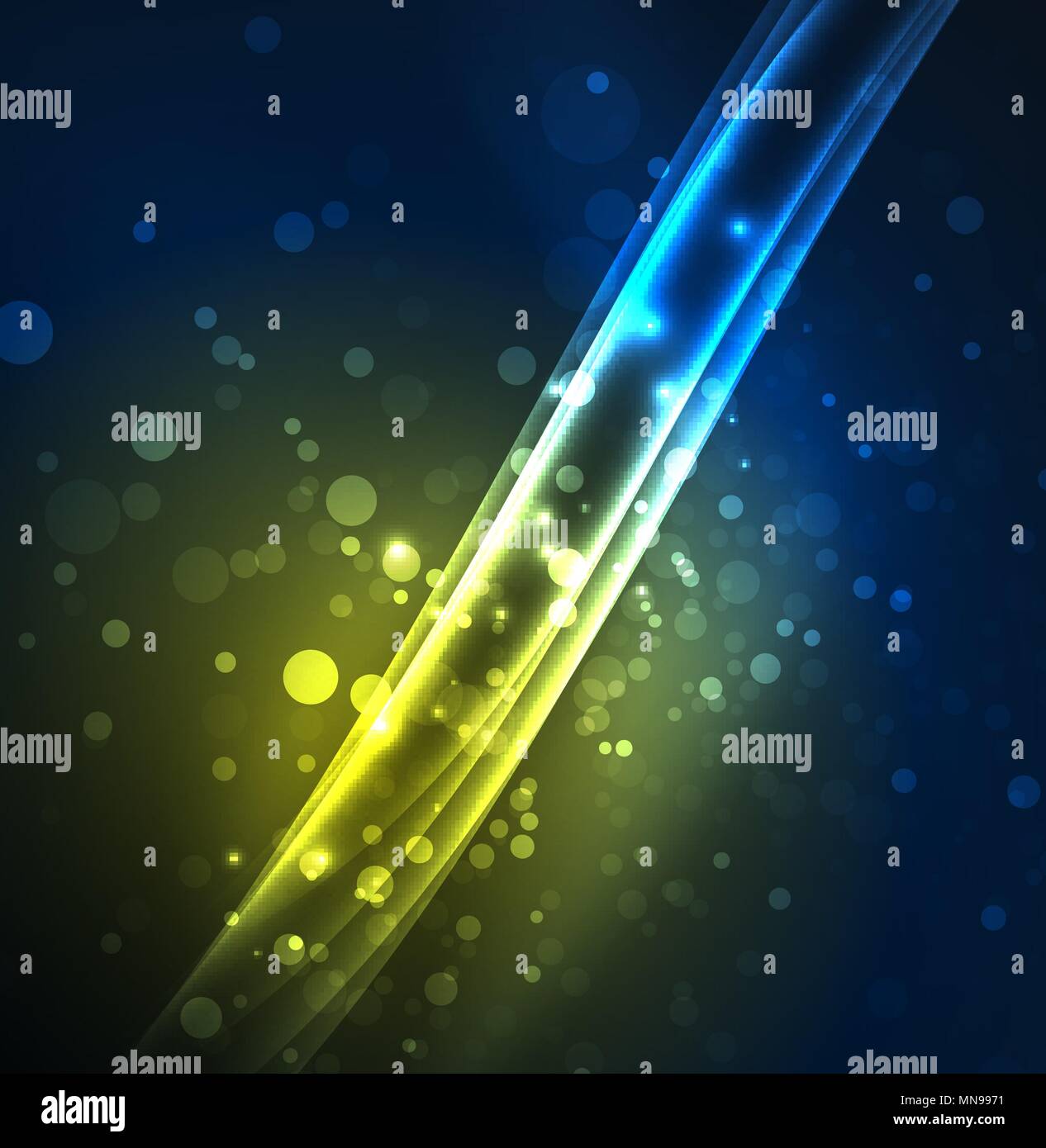 Energy lines, glowing waves in the dark, vector abstract background ...