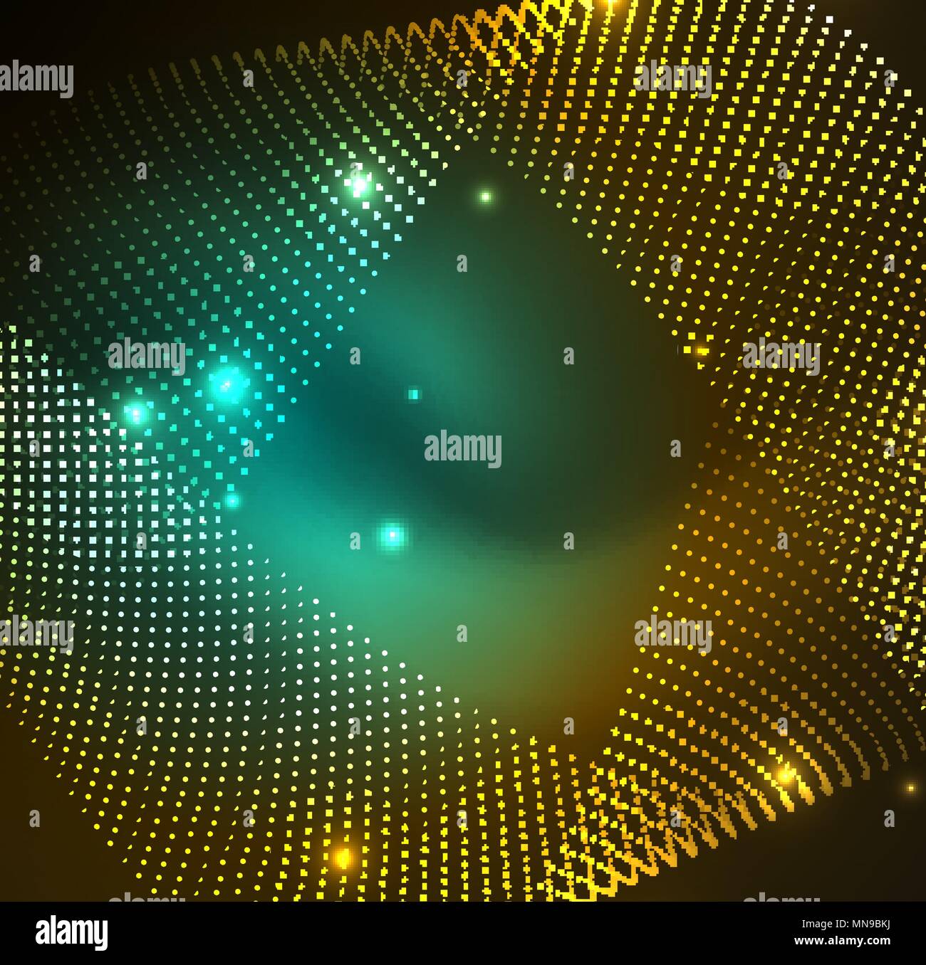 3D illuminated wave of glowing particles. 3D illuminated wave of ...