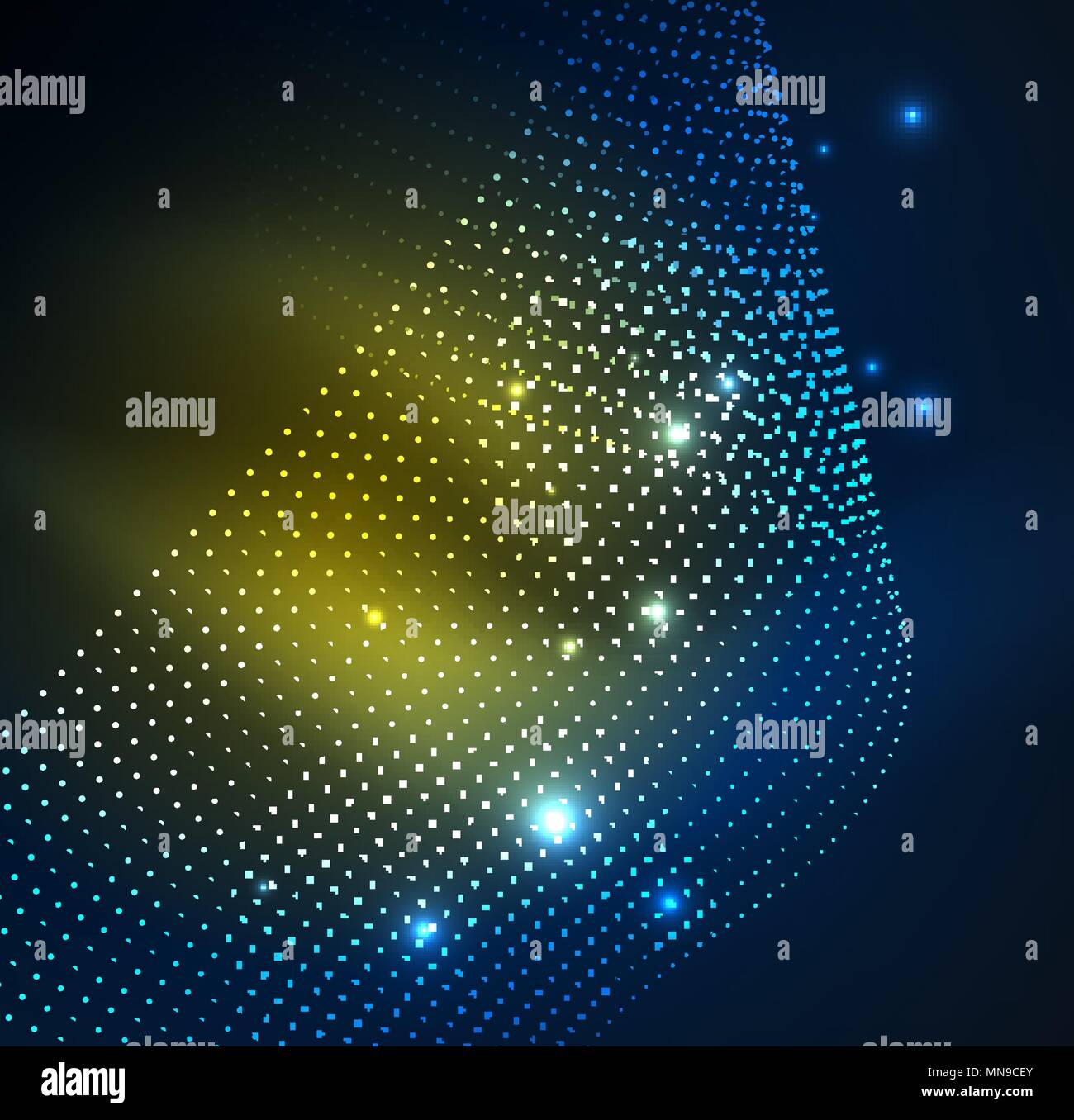 3D illuminated wave of glowing particles. 3D illuminated wave of ...