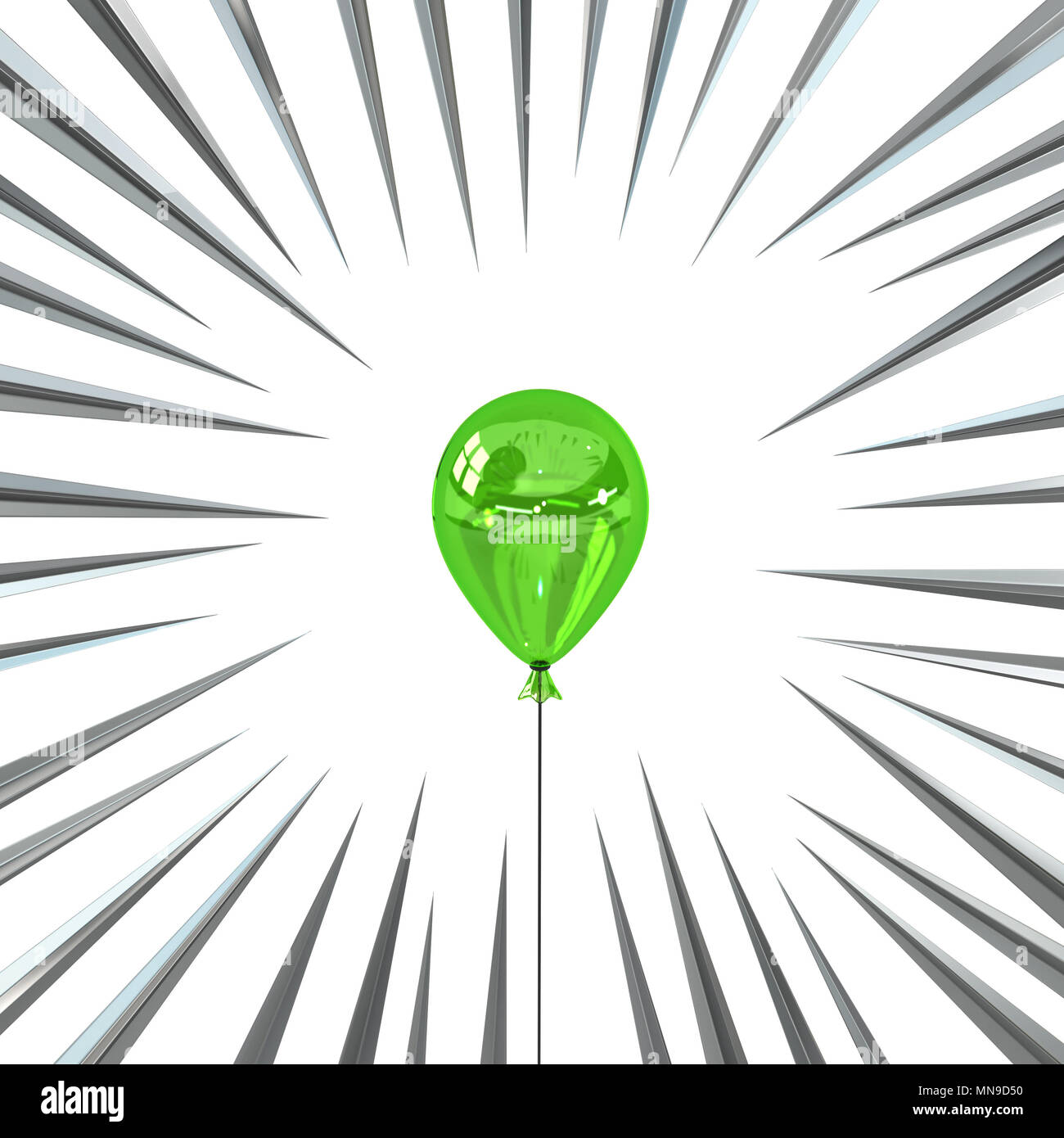 Color party balloon with sharp spikes, 3d illustration, square, over ...