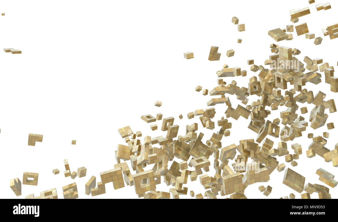 Pile of abstract 3d blocks, over white, horizontal Stock Photo - Alamy