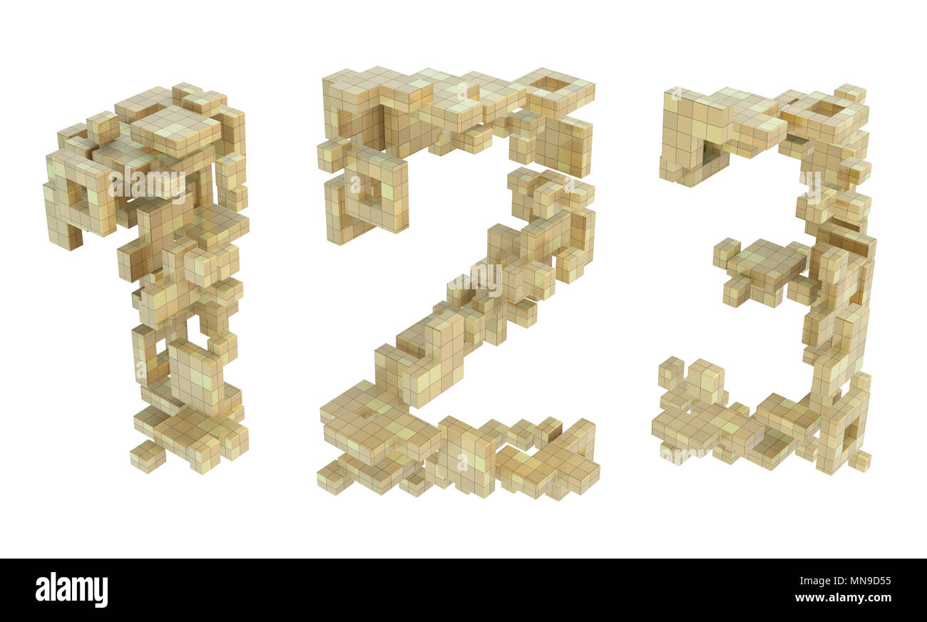 Countdown numbers built out of blocks, 3d abstract, horizontal Stock ...