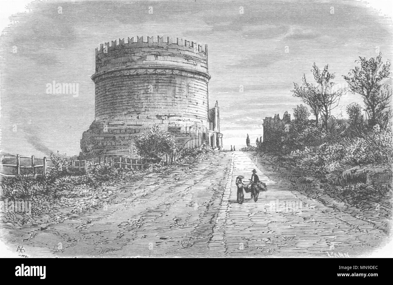 ROME. Mole of Caecilia Metella 1872 old antique vintage print picture ...