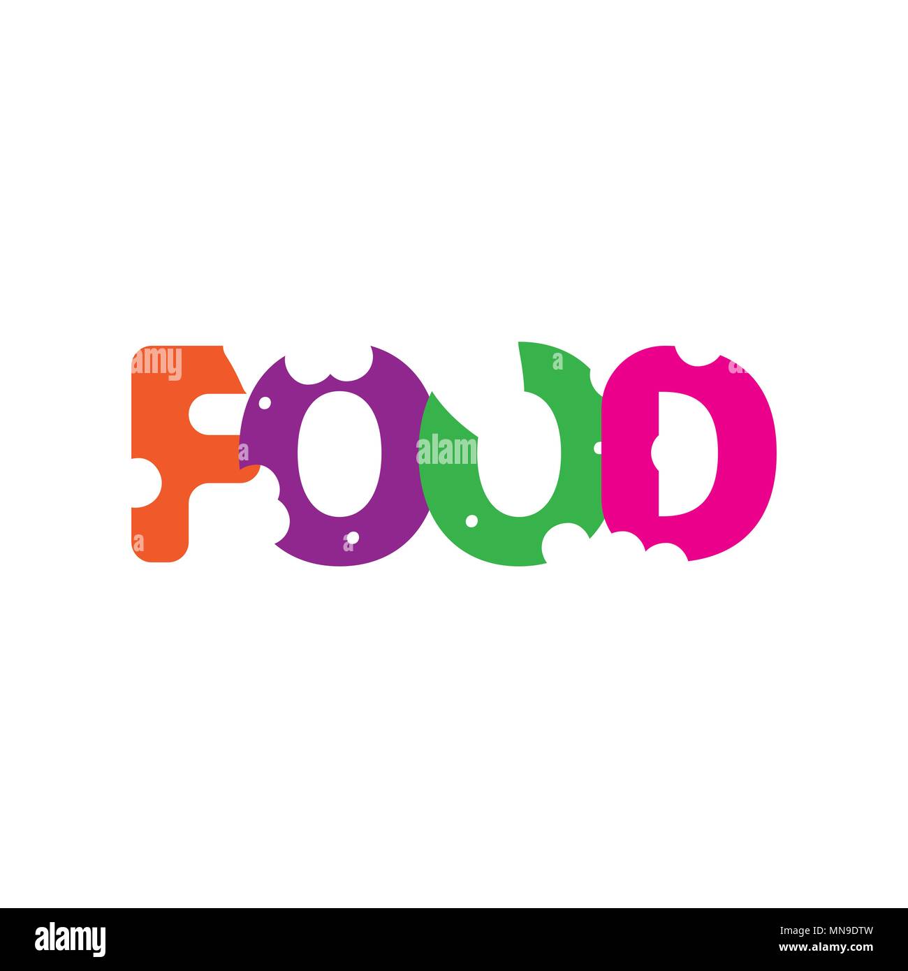 Bitten word food, colored letters. Vector stock illustration Stock ...