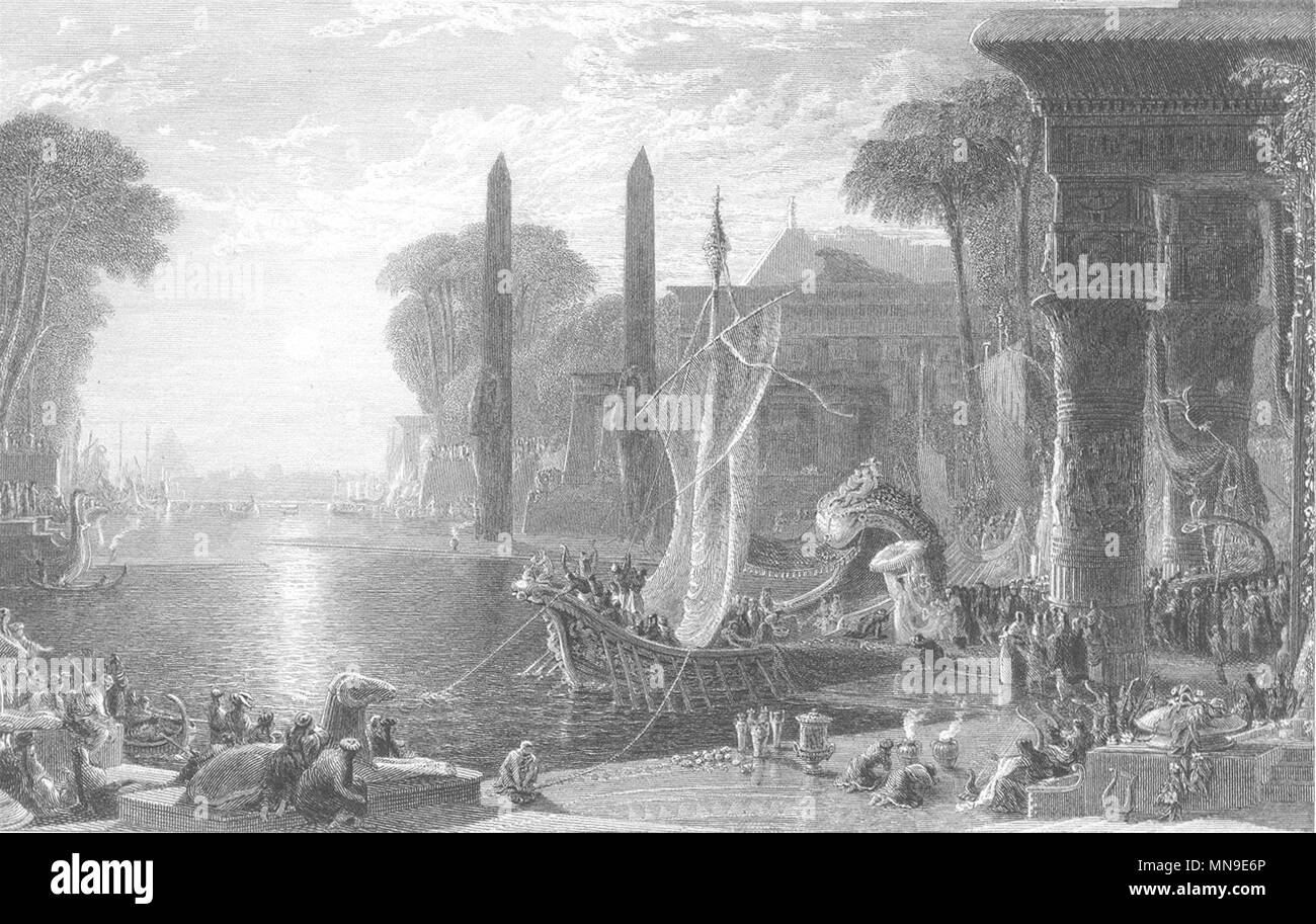EGYPT. Cleopatra Embarking on the Nile c1840 old antique vintage print ...