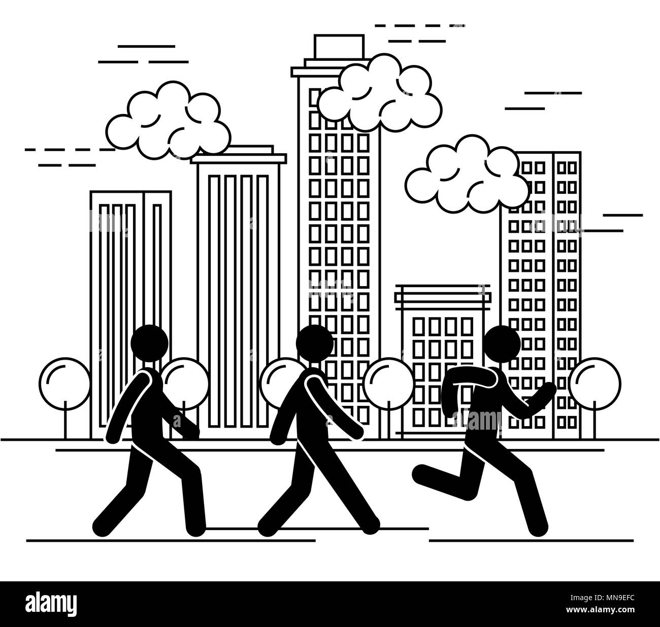 Group walk buildings Stock Vector Images - Alamy