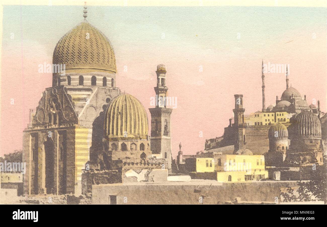 EGYPT. Cairo. The Tombs of the Mamelouks. Hand coloured. 1900 old print ...