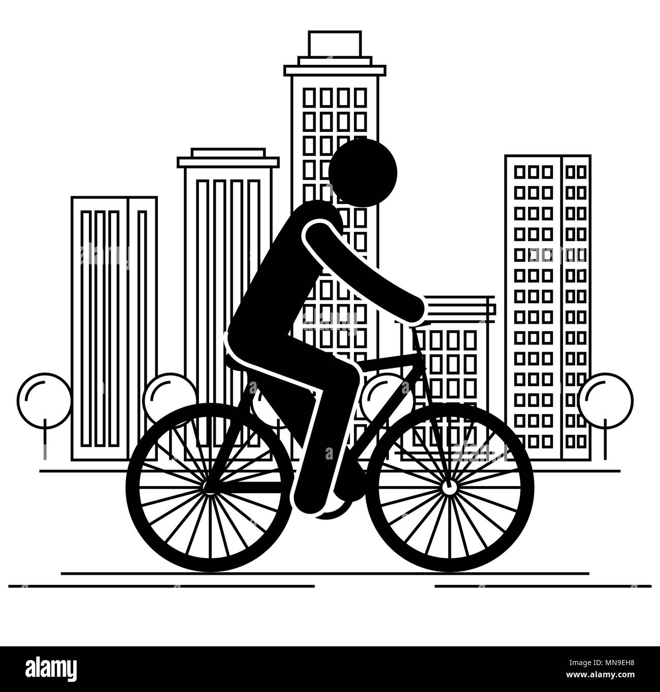 bicycle vehicle with human figure Stock Vector Image & Art - Alamy