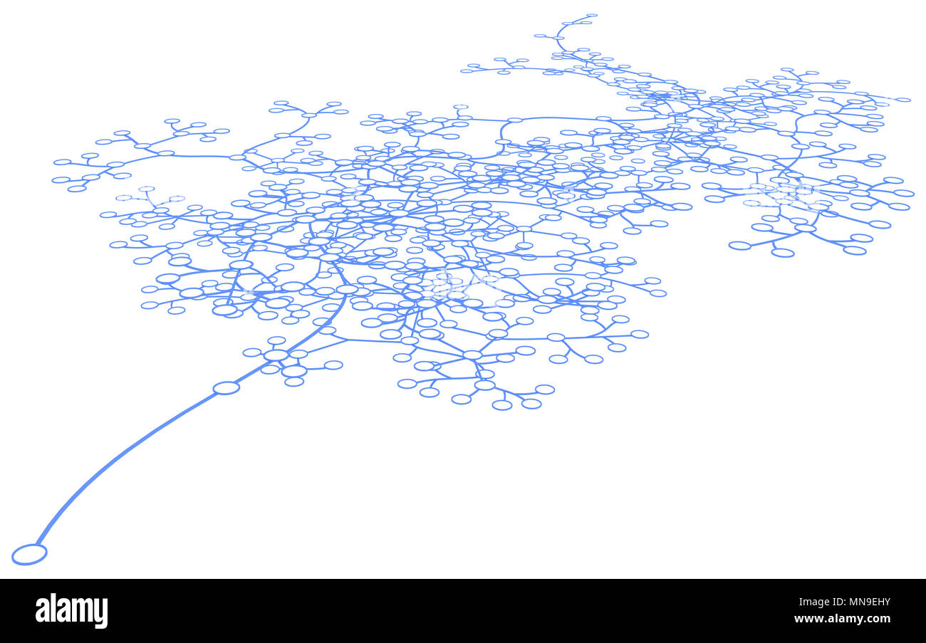 Circles linked by lines connection systems, standing out one link, over ...