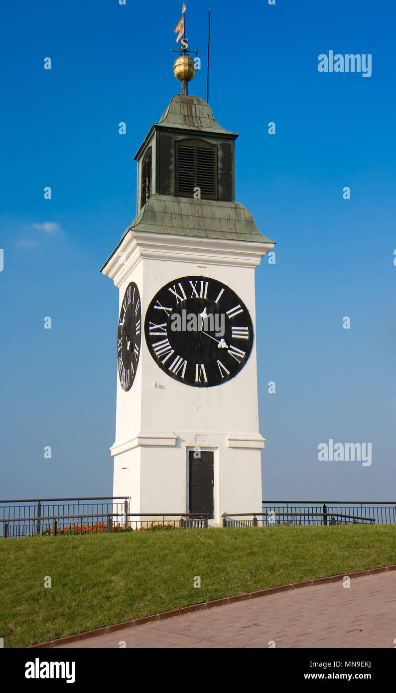 clock tower on the Petrovaradin Fortress in Novi Sad, Serbia, Vojvodina ...