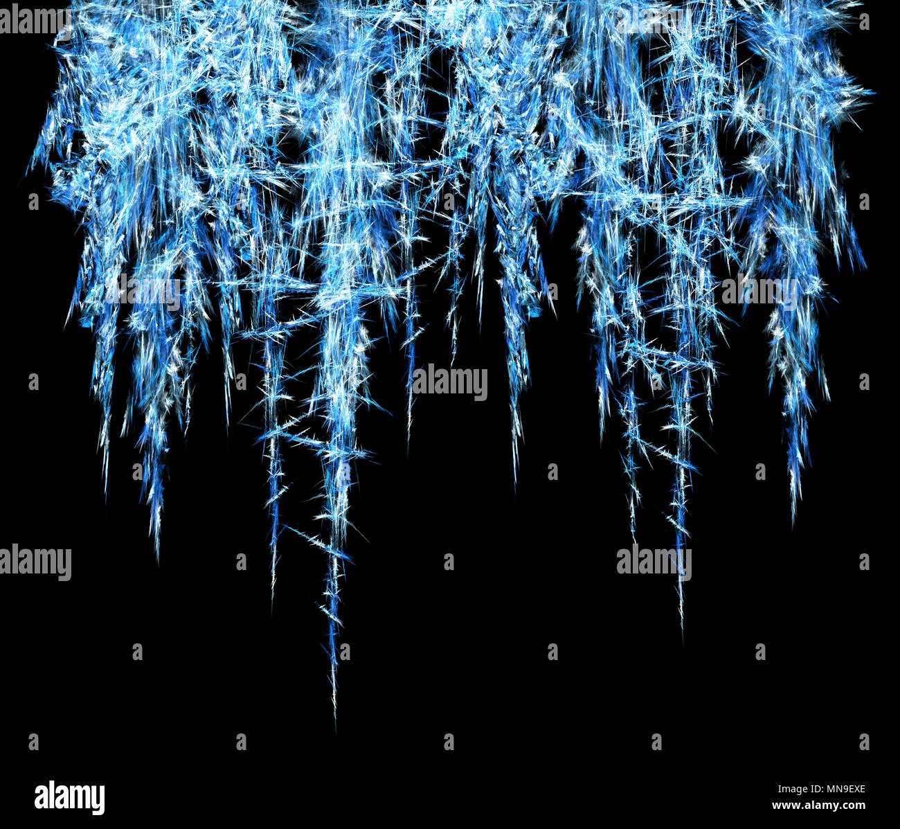 Ice shard shape icicles hanging abstract, horizontal, isolated, over ...