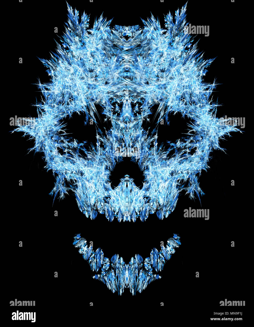 Ice shard shape skull abstract, vertical, isolated, over black Stock ...
