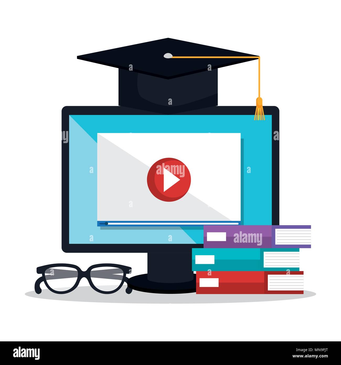 electronic education with computer desktop Stock Vector Image & Art - Alamy
