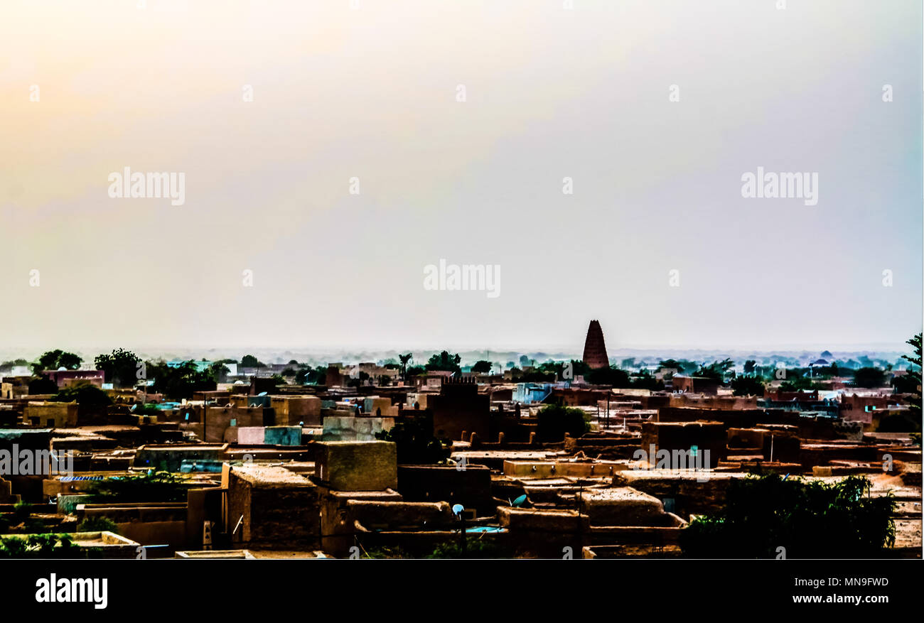 Aerial sunset panoramic view to Agadez old city at Air, Niger Stock ...